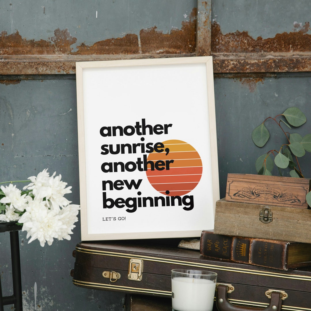 Poster: Sun Poster Sunrise Quote Minimalist Poster Yellow Living Room ...