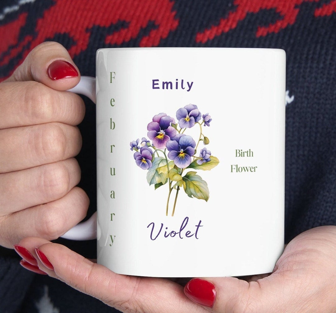 Birth Flower Mug Personalized Birth Flower Coffee Cup With Name Custom ...
