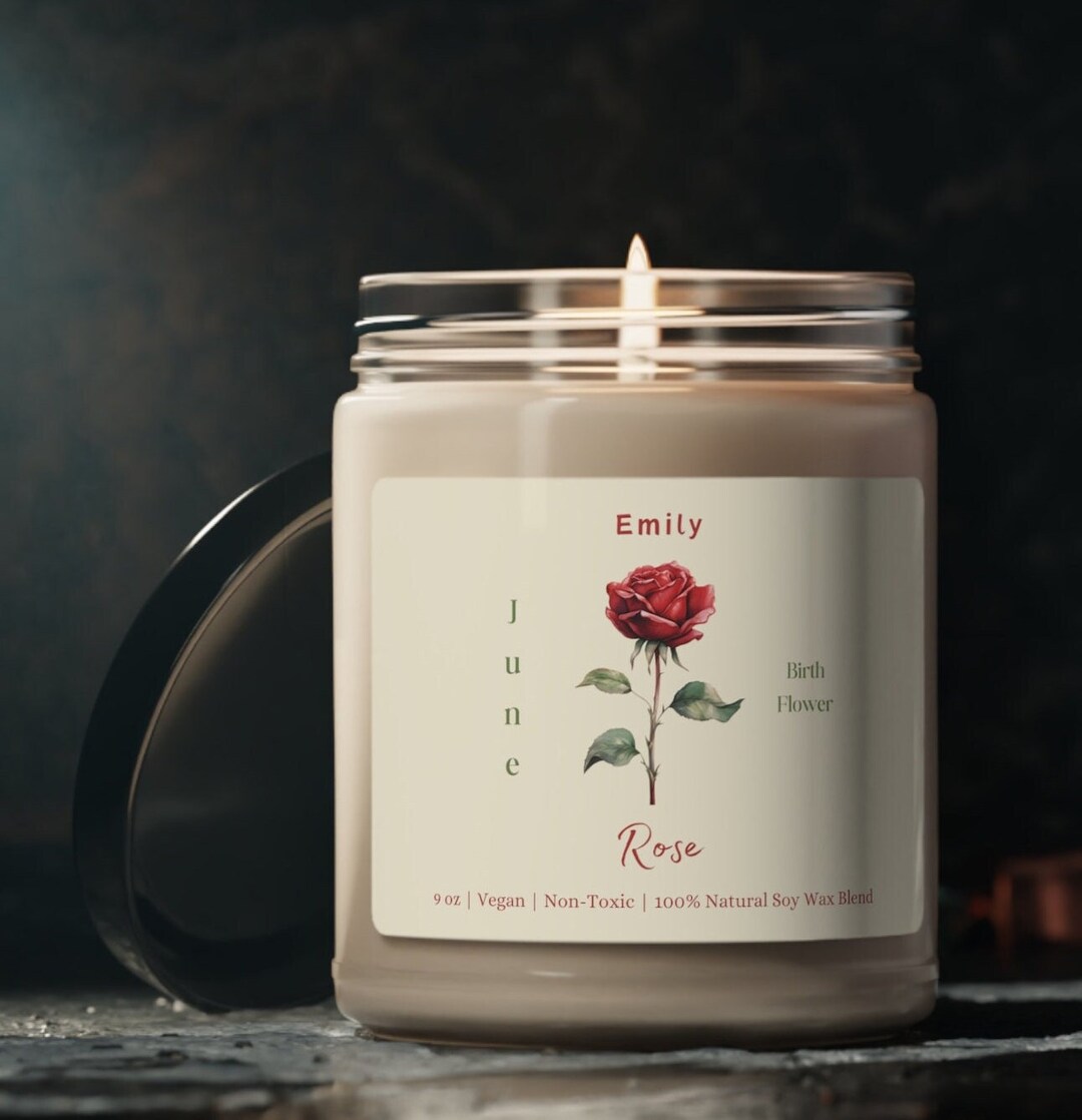 Birth Flower Candle Personalized Birth Month Candle June Birthday ...