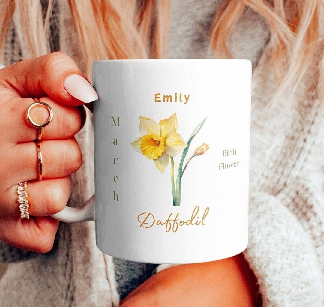 Birth Flower Mug Personalized Birth Flower Coffee Cup With Name Custom