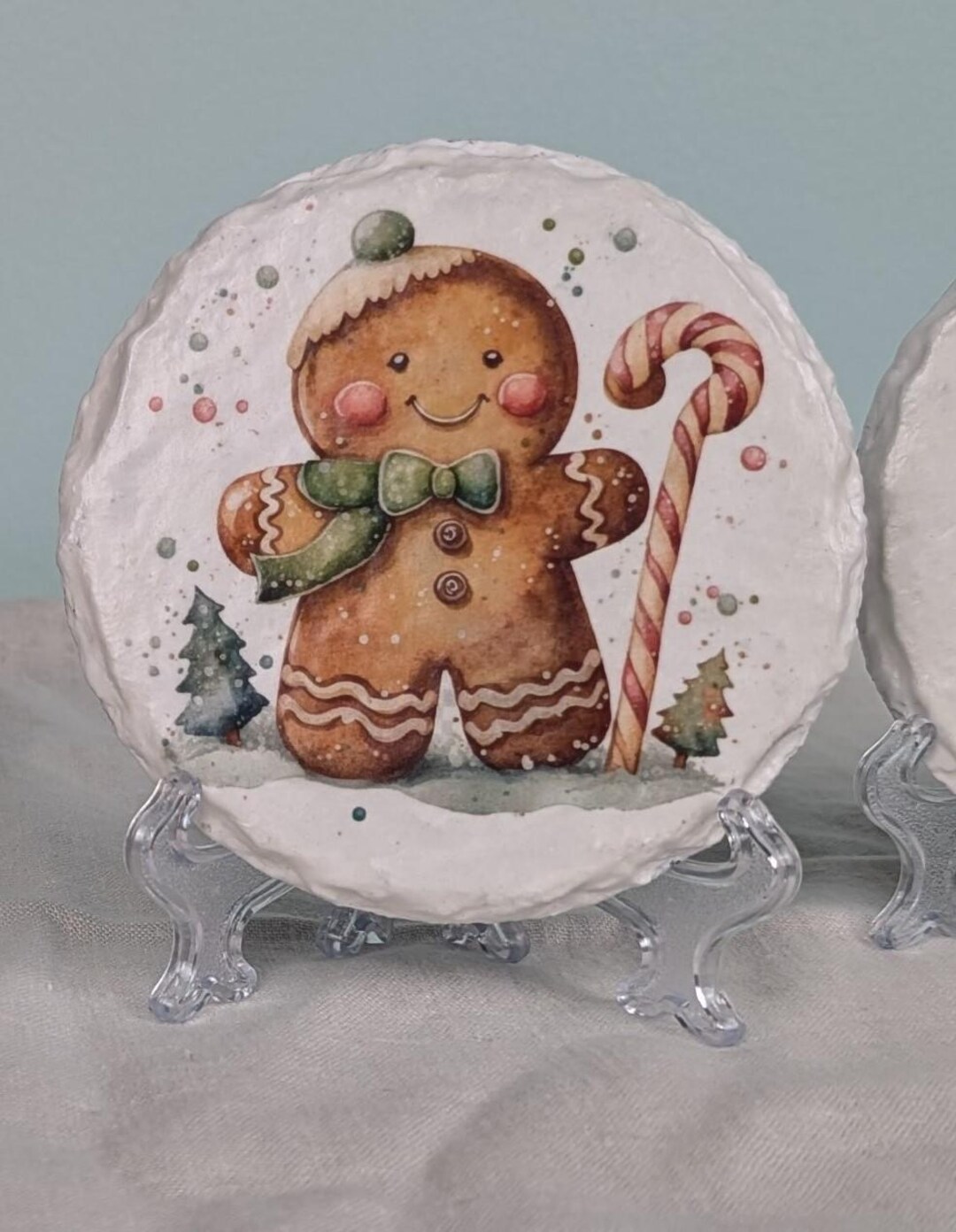 Gingerbread Man With Candy Cane Decorative Tiles. Gingerbread Décor ...