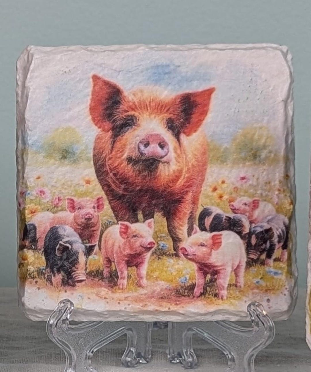 Momma Pig With Babies Decorative Tiles. Farmhouse Décor. Country Decor ...