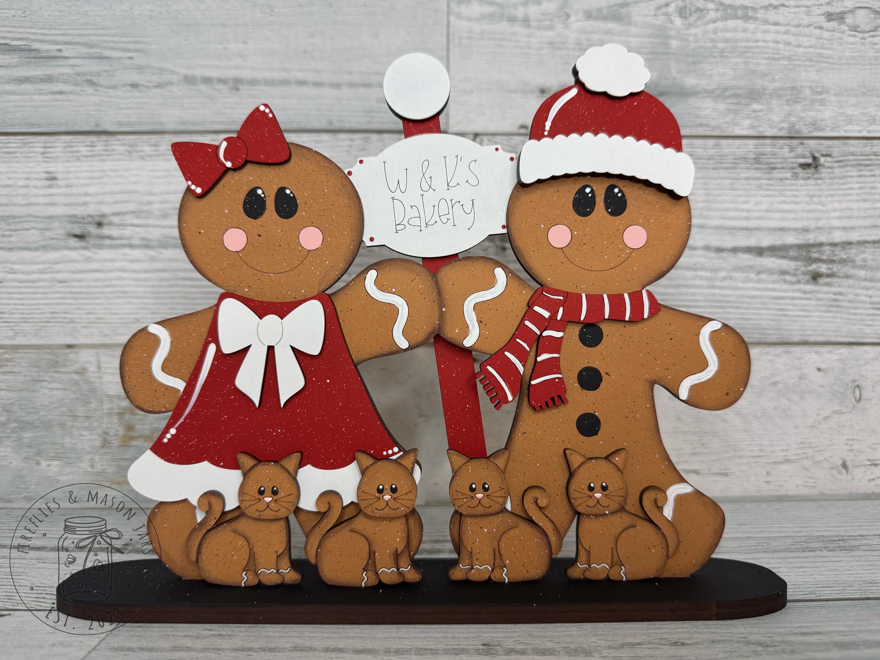 Gingerbread Standing Family, Custom Winter Tabletop Decor, Christmas ...