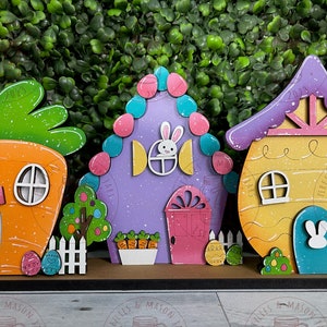 Easter House Village Tabletop Decor | Spring Home Decor, Tiered Tray ...