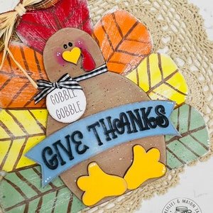 Give Thanks Turkey Door Hanger: Hand Painted Fall Wall Decor, Custom ...