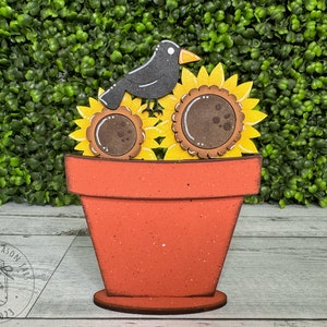 TINY SUNFLOWER CROW Insert, Interchangeable Flower Basket, Flowerpot ...