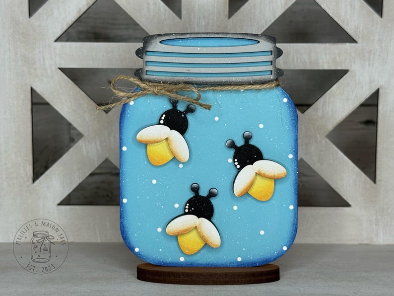 Summer Fireflies and Mason Jar Home Decor Set, Tiered Tray Pieces, Sold ...