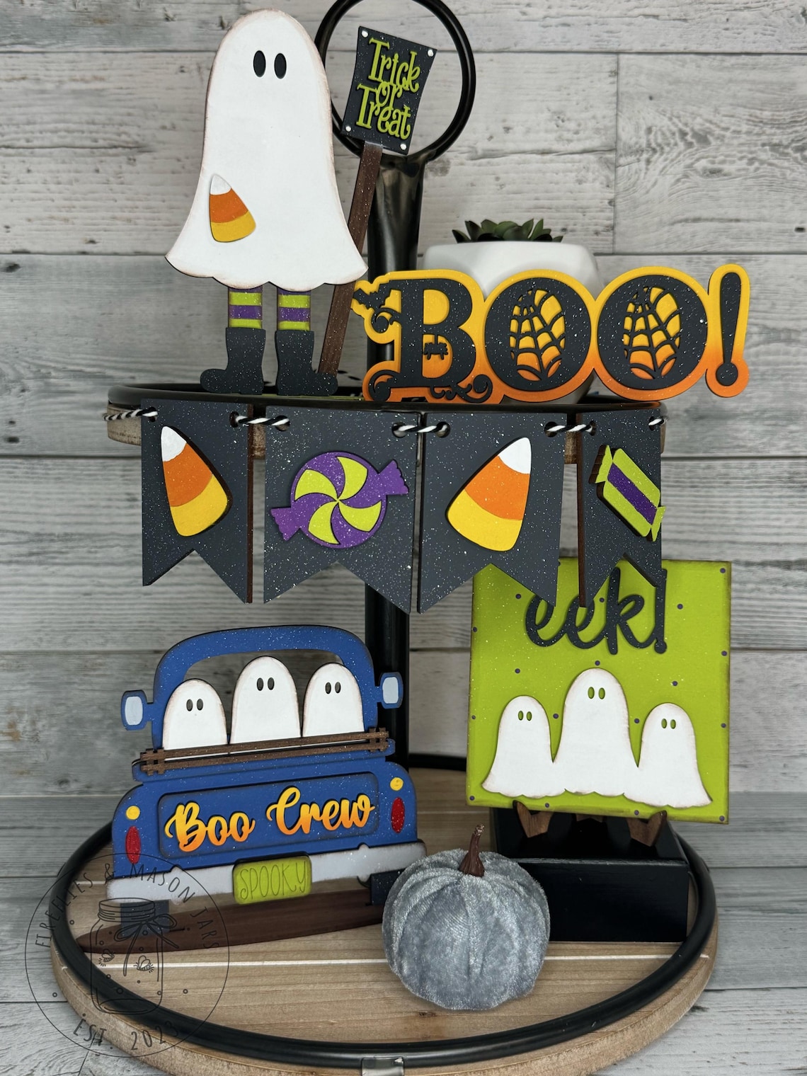 Boo Crew Halloween Home Decor Set, Farm Truck Tiered Tray Decor, Mini ...