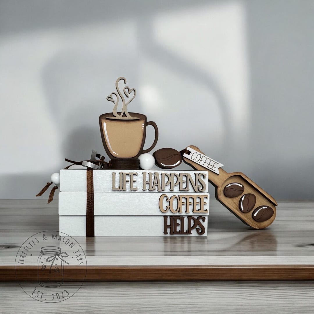 Coffee Bar Book Covers & Scoop | Tiered Tray, Tabletop Decor, Farmhouse ...