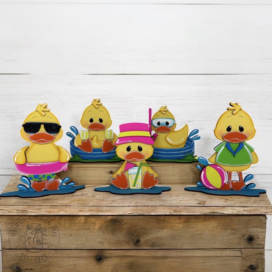 Summer Beach Yellow Duck Standing Shelf Sitters, Summer Home Decor ...