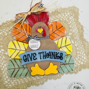 Give Thanks Turkey Door Hanger: Hand Painted Fall Wall Decor, Custom ...