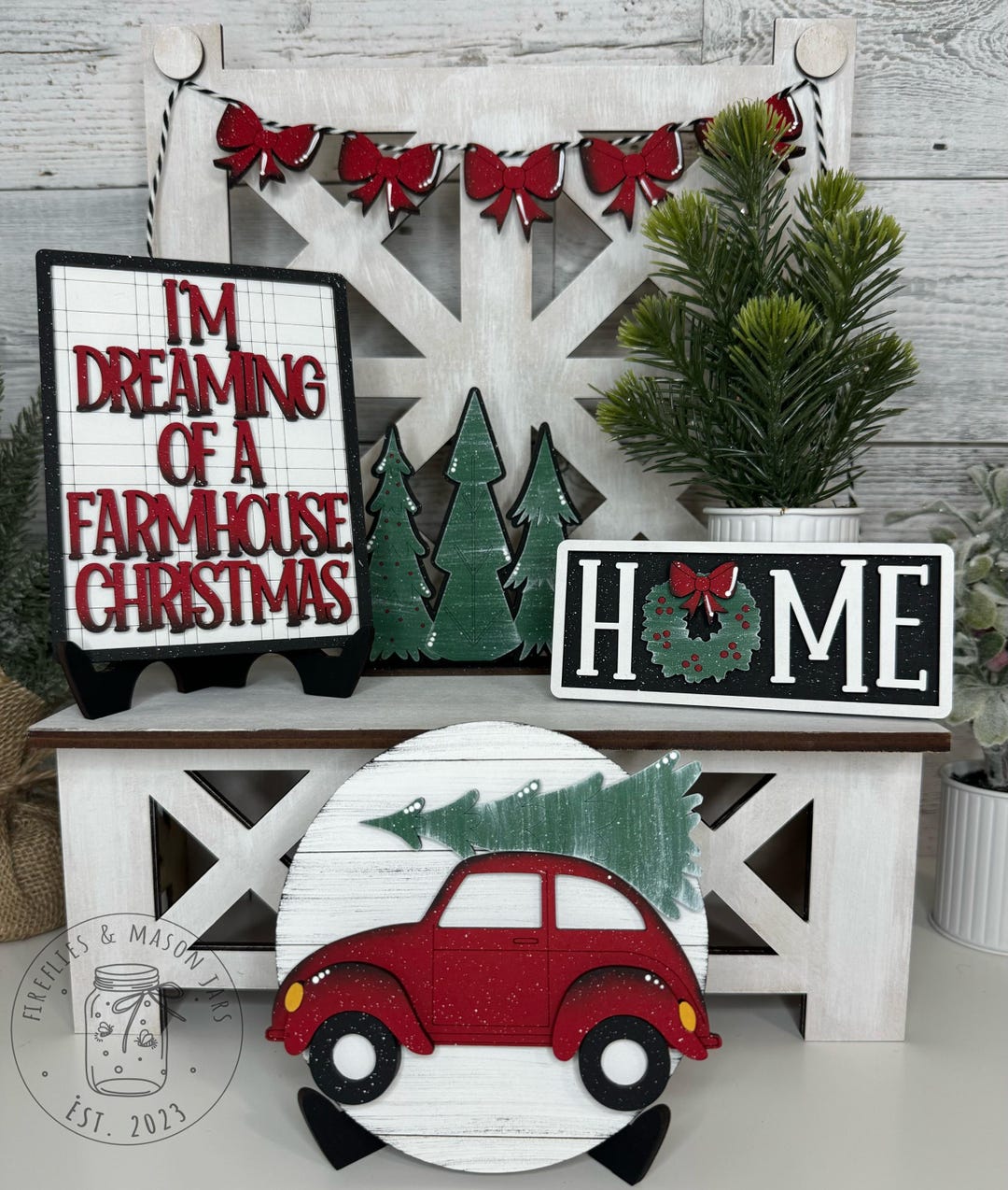 Farmhouse Christmas Mini Signs, Tiered Tray Decor, Christmas Decor ...