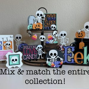 Cute Skeleton MINI Leaning Ladder Tiles | Home Decor, Tiered Tray Decor ...