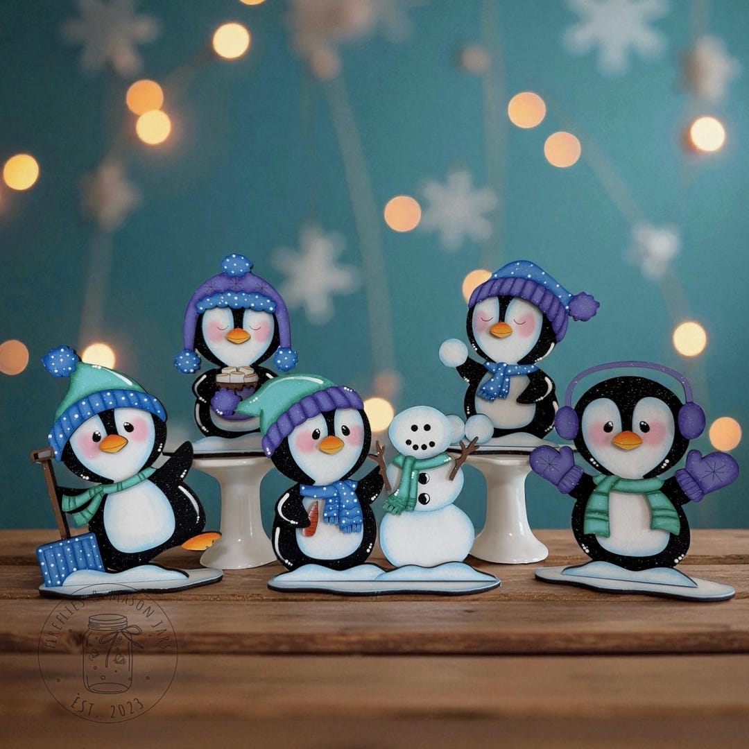Cute Winter Penguins Standing Tabletop Decor | Winter Decorations ...