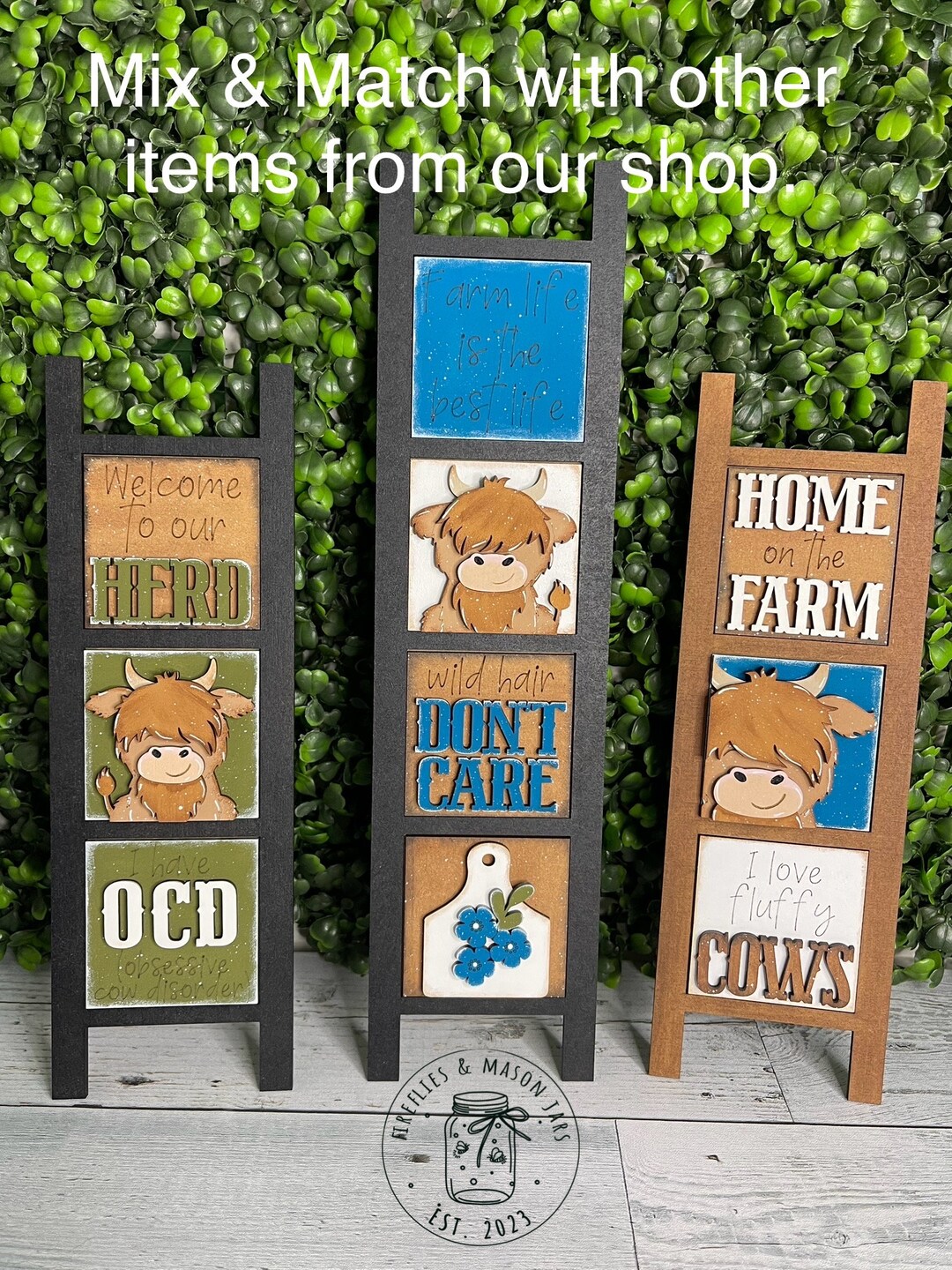 Highland Cow MINI Leaning Ladder Tiles | Home Decor, Tiered Tray Decor ...