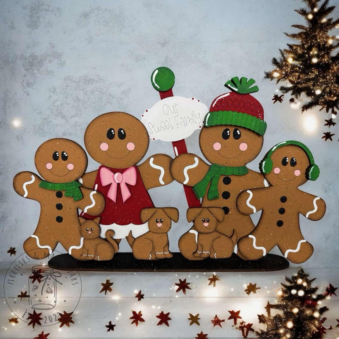 Gingerbread Standing Family, Custom Winter Tabletop Decor, Christmas ...