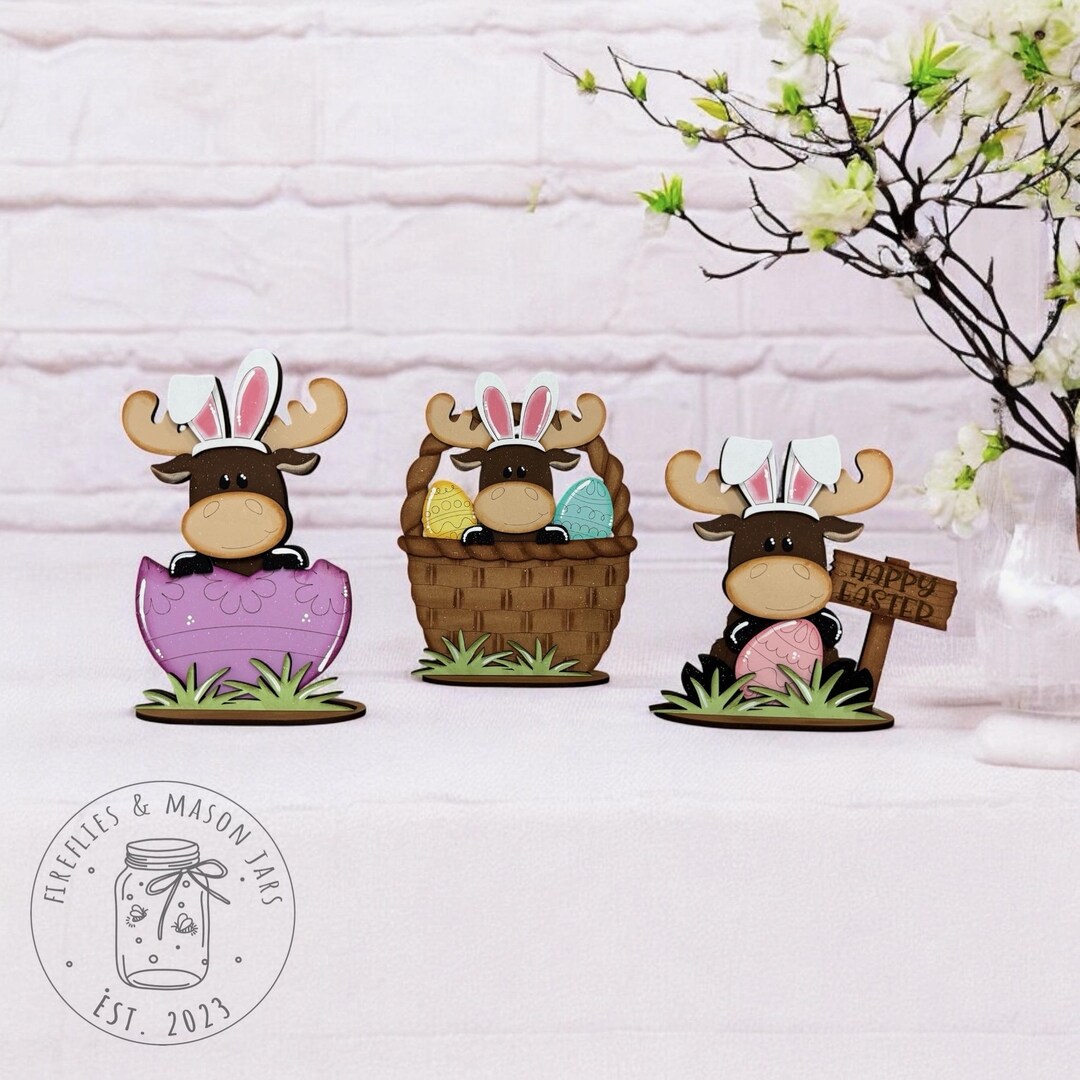 Easter Moose Standing Shelf Sitters, Spring and Easter Home Decor, Sold ...