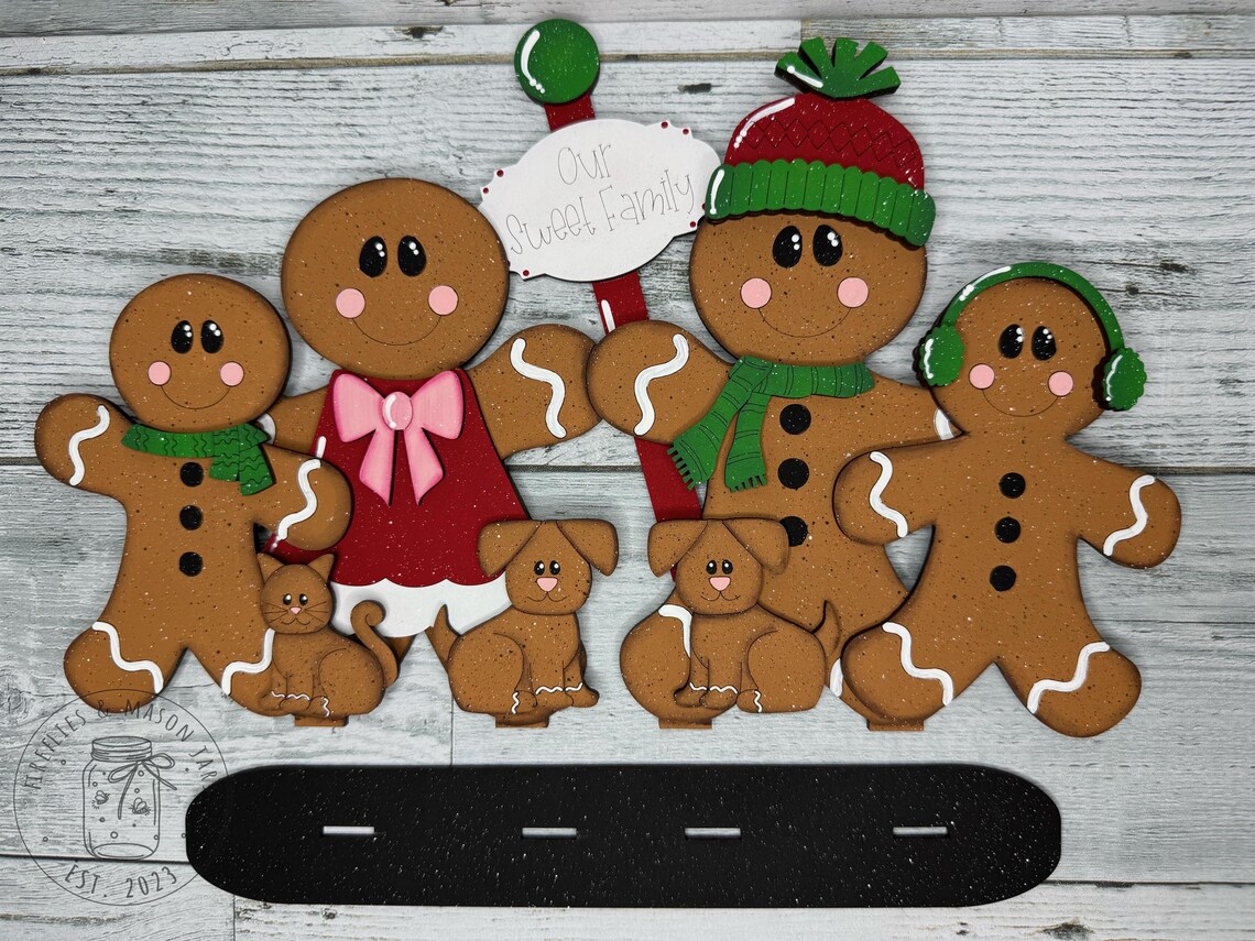 Gingerbread Standing Family, Custom Winter Tabletop Decor, Christmas ...