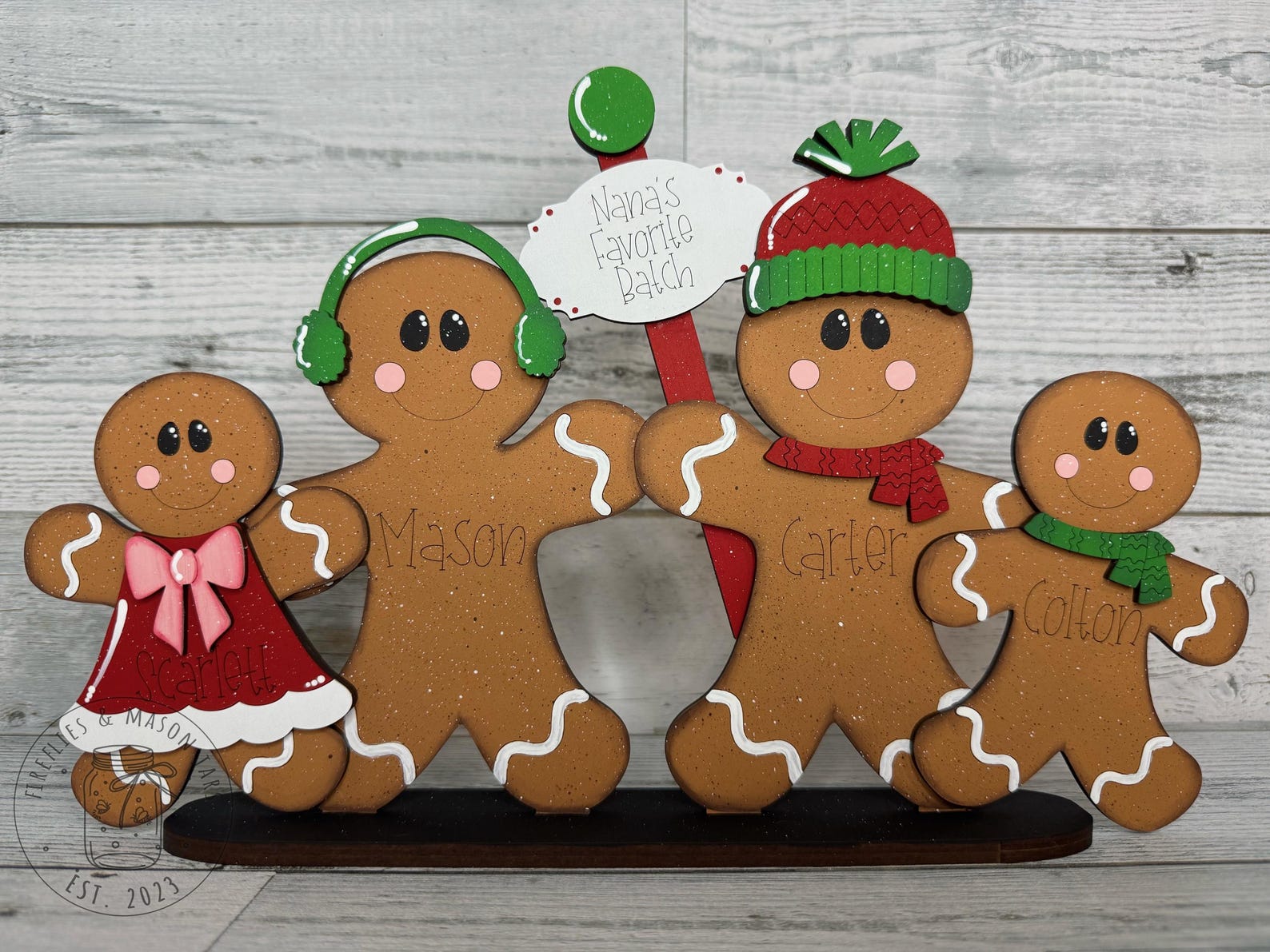 Gingerbread Standing Family, Custom Winter Tabletop Decor, Christmas ...