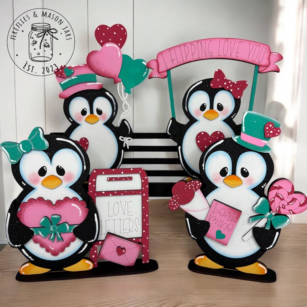 Valentine’s Day Penguin Standing Shelf Sitters, Winter Decorations ...