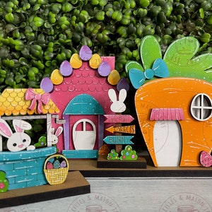 Easter House Village Tabletop Decor | Spring Home Decor, Tiered Tray ...