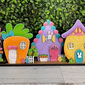 Easter House Village Tabletop Decor | Spring Home Decor, Tiered Tray ...