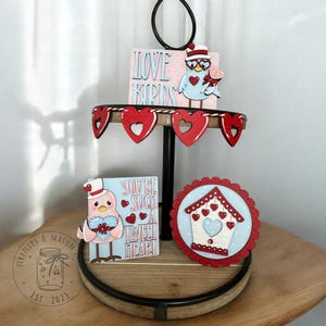 Love Birds Valentine’s Day Tiered Tray Set, Mini Signs, Home Decor for ...