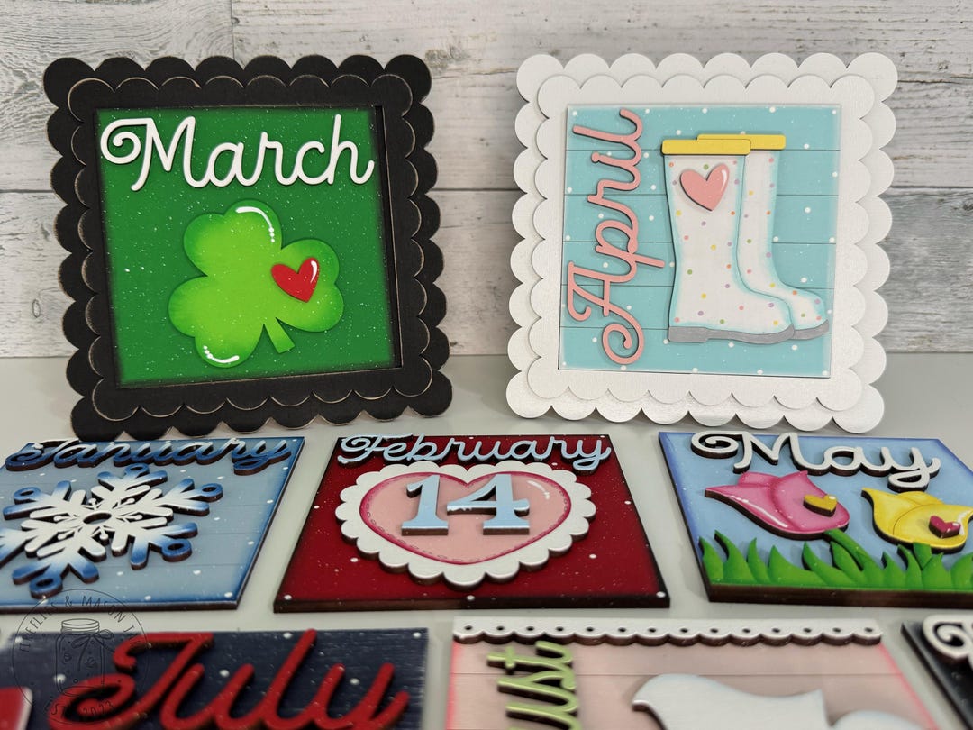 Monthly Signs & Frame | 4.25" Interchangeable Signs | Home Decor | Sold ...
