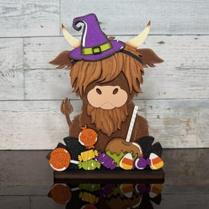 Halloween Highland Cow Shelf Sitter, Custom Gifts, Fall Highland Cow ...