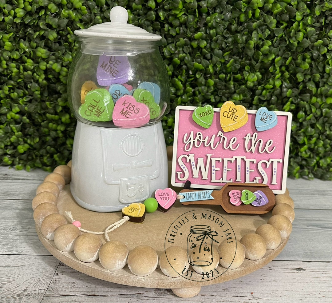 Candy Heart Gumball Filler and Scoop, Tiered Tray Decor, Valentine’s ...