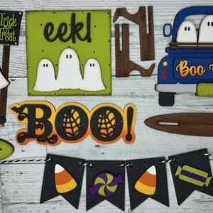 Boo Crew Halloween Home Decor Set, Farm Truck Tiered Tray Decor, Mini ...