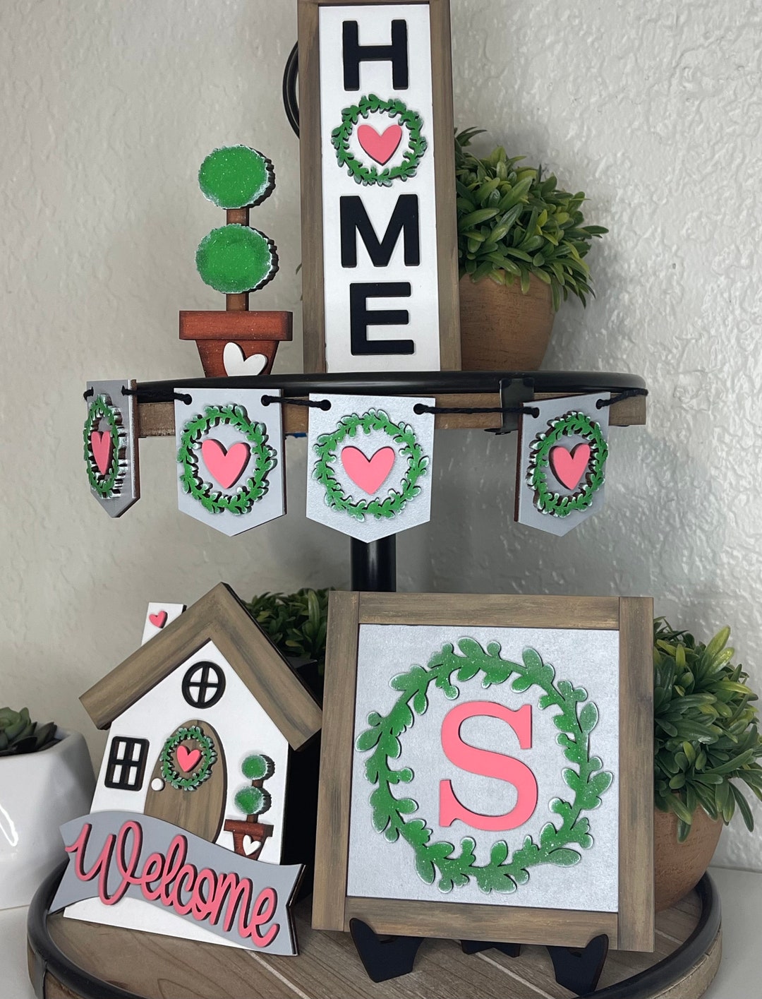 Sweet HOME Tier Tray Set, Home Decor, Housewarming Decorations - Etsy