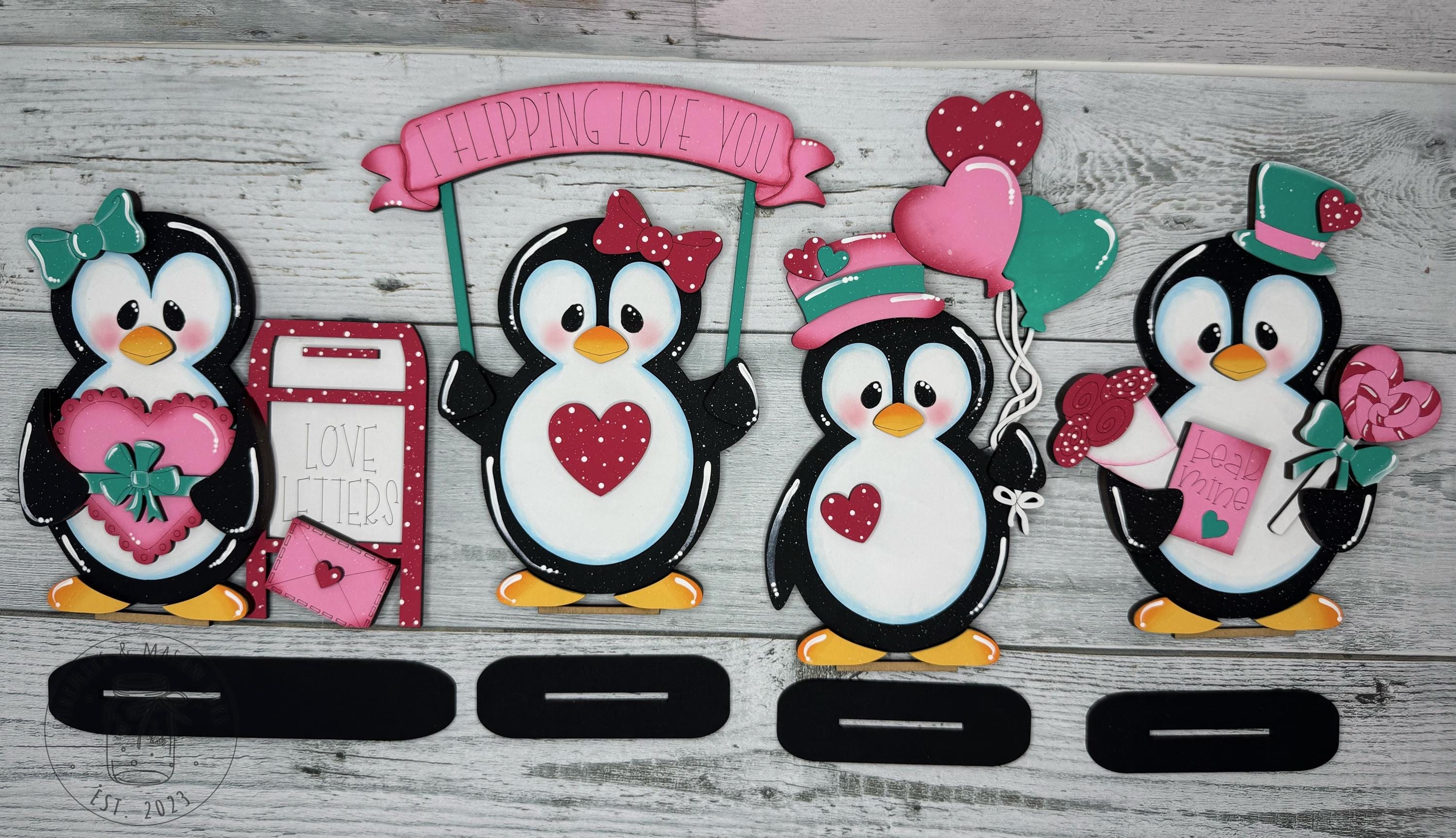 Valentine’s Day Penguin Standing Shelf Sitters, Winter Decorations ...