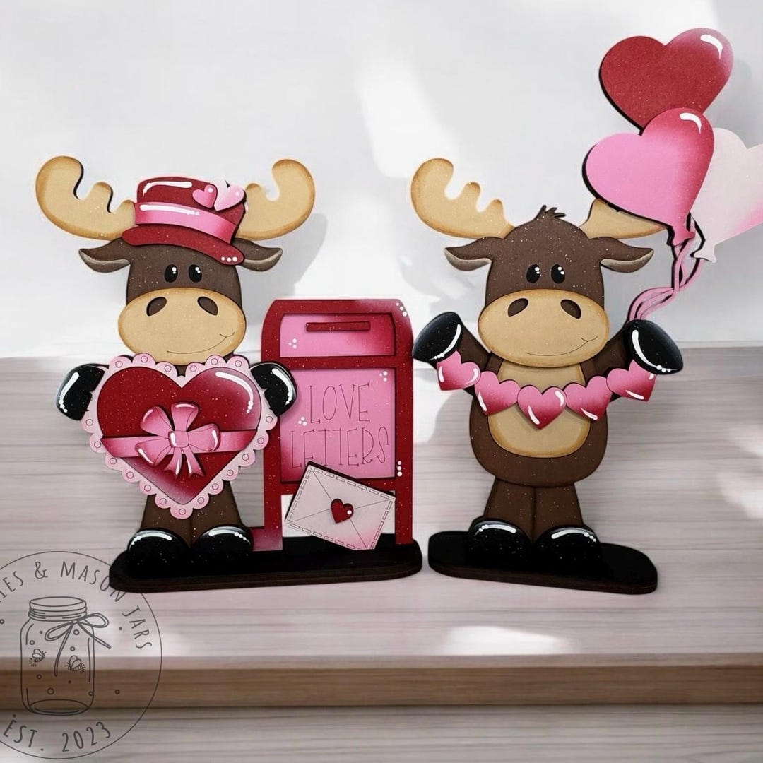 Valentines Day Moose Standing Shelf Sitters, Winter Decorations ...