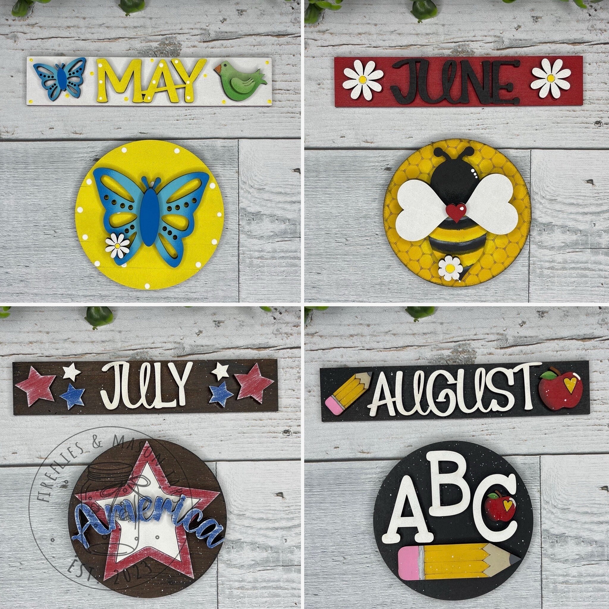 Mini Signpost With Monthly Add-on’s | 3" Seasonal Interchangeable ...