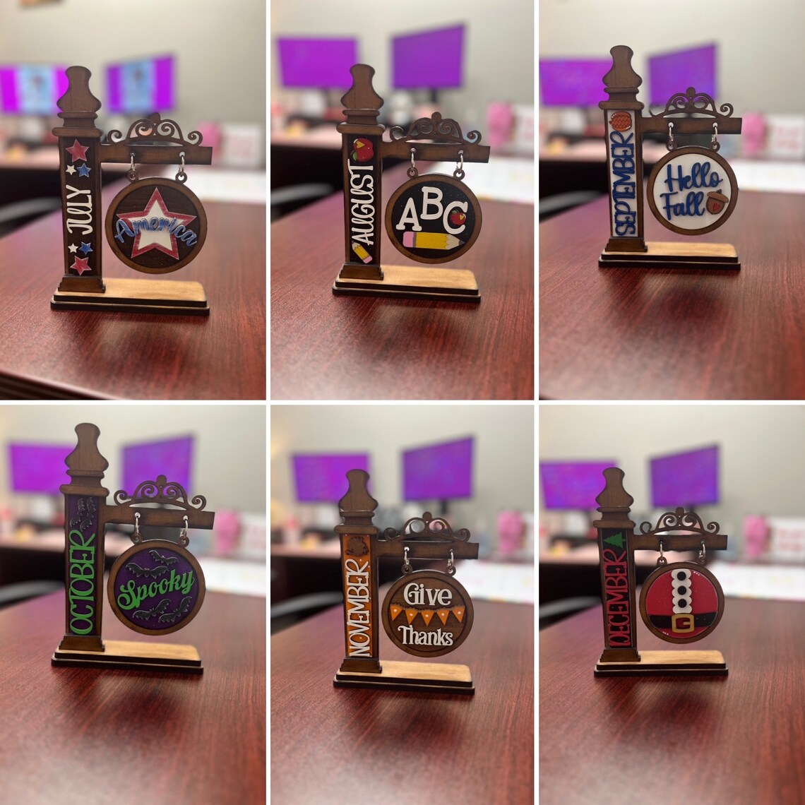 Mini Signpost With Monthly Add-on’s | 3" Seasonal Interchangeable ...