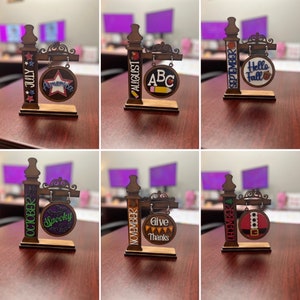 Mini Signpost With Monthly Add-on’s | 3" Seasonal Interchangeable ...