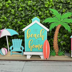 Vibrant Beach House Village Tabletop Decor | Beach House Summer Decor ...
