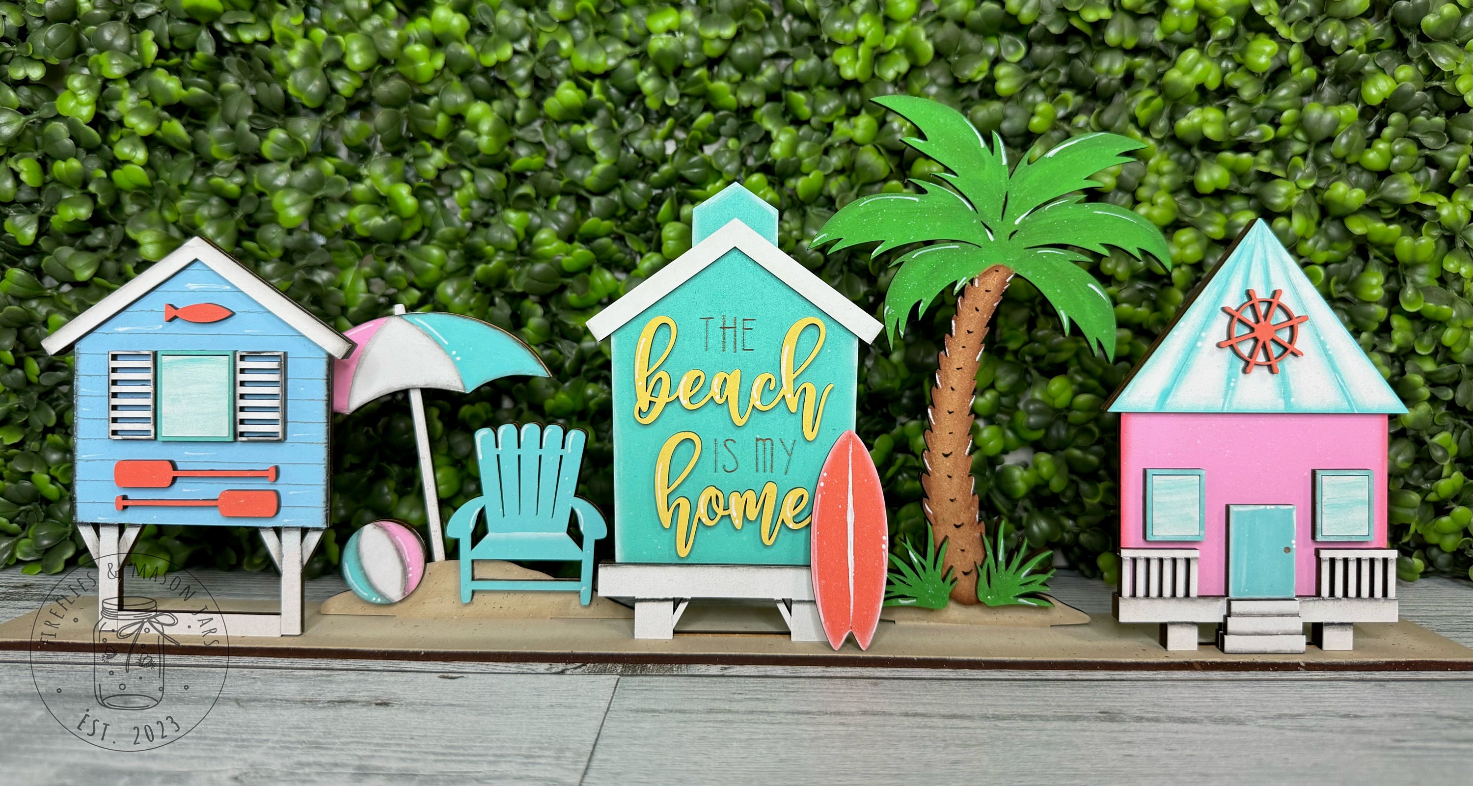 Vibrant Beach House Village Tabletop Decor | Beach House Summer Decor ...