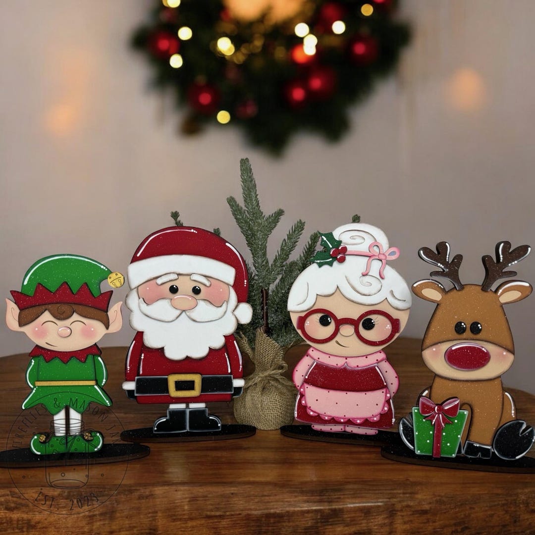 Christmas Santa Squad Standing Shelf Sitters, Winter Decorations ...