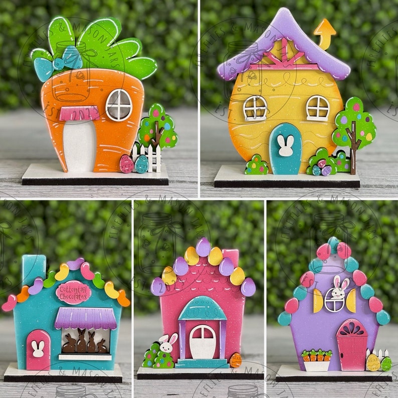 Easter House Village Tabletop Decor | Spring Home Decor, Tiered Tray ...