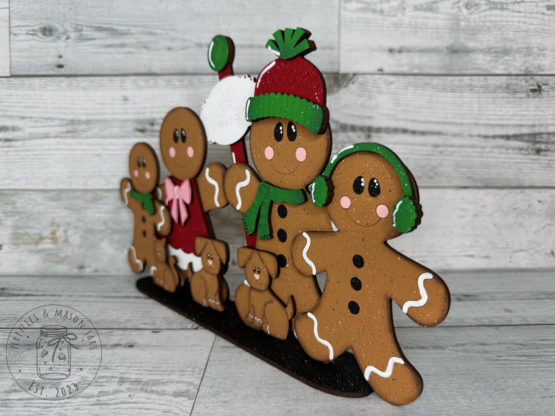 Gingerbread Standing Family, Custom Winter Tabletop Decor, Christmas ...