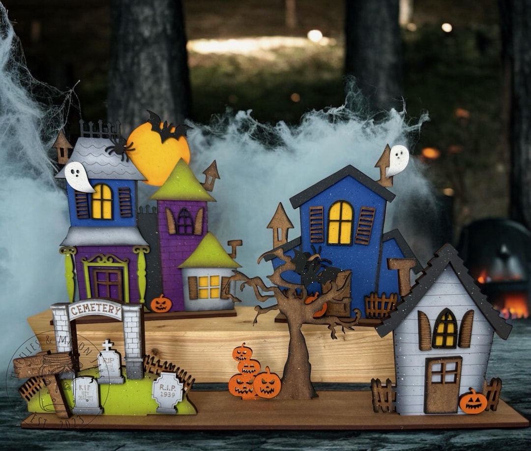 Haunted House Village Tabletop Decor | Spooky Halloween Decor ...