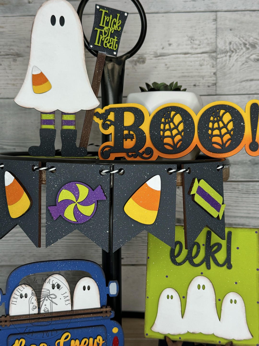 Boo Crew Halloween Home Decor Set, Farm Truck Tiered Tray Decor, Mini ...