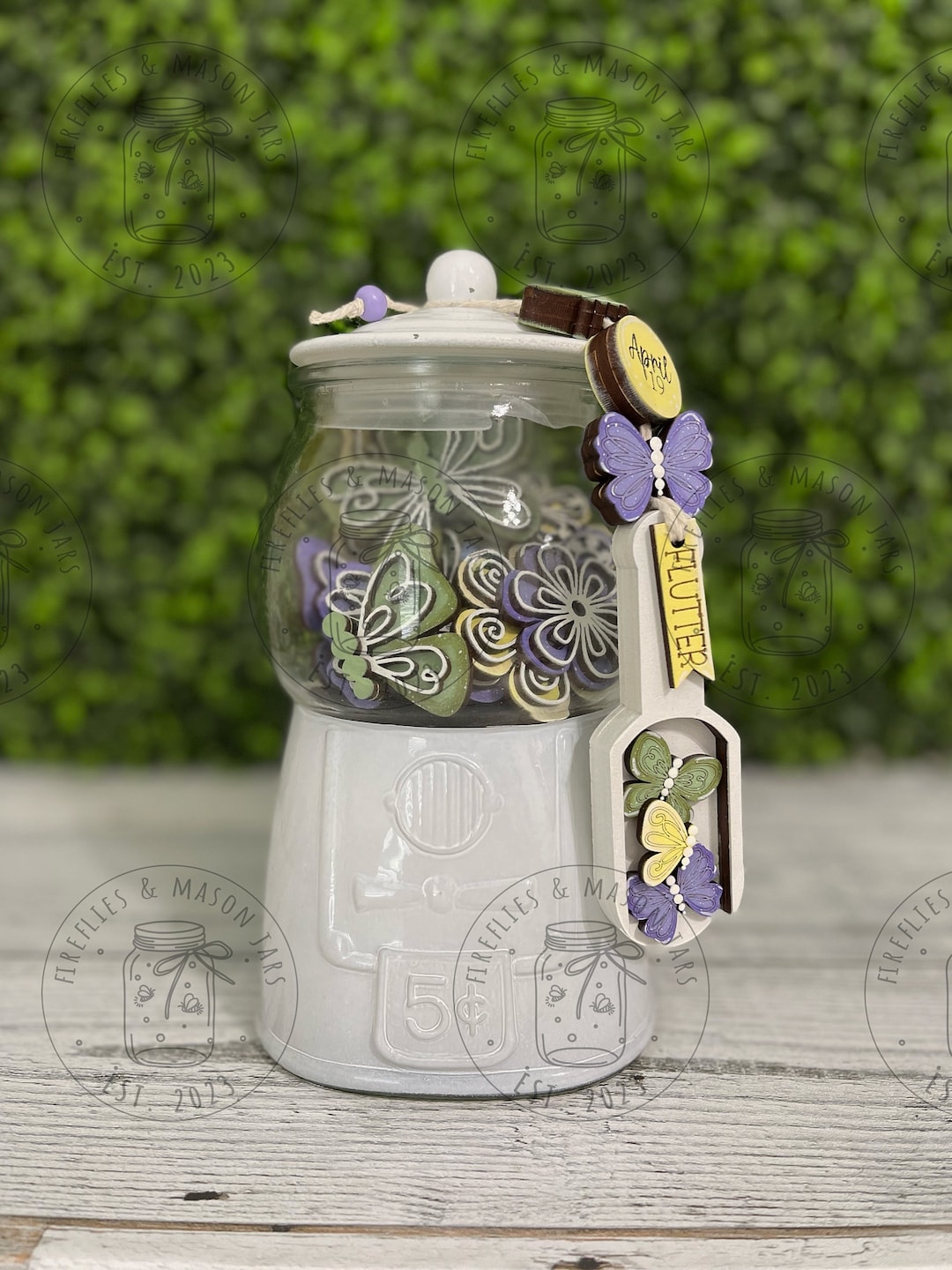 SPRING BUTTERFLIES & FLOWERS Gumball Filler and Scoop, Tiered Tray ...