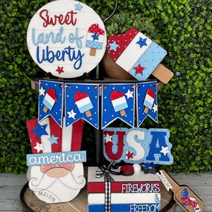 Sweet Land of Liberty Tiered Tray Set, Independence Day Decor, Fourth ...