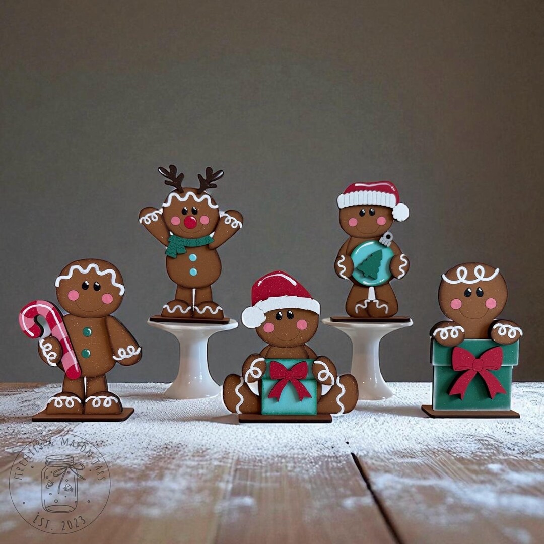Gingerbread Standing Shelf Sitters, Winter Decorations, Tabletop Decor ...
