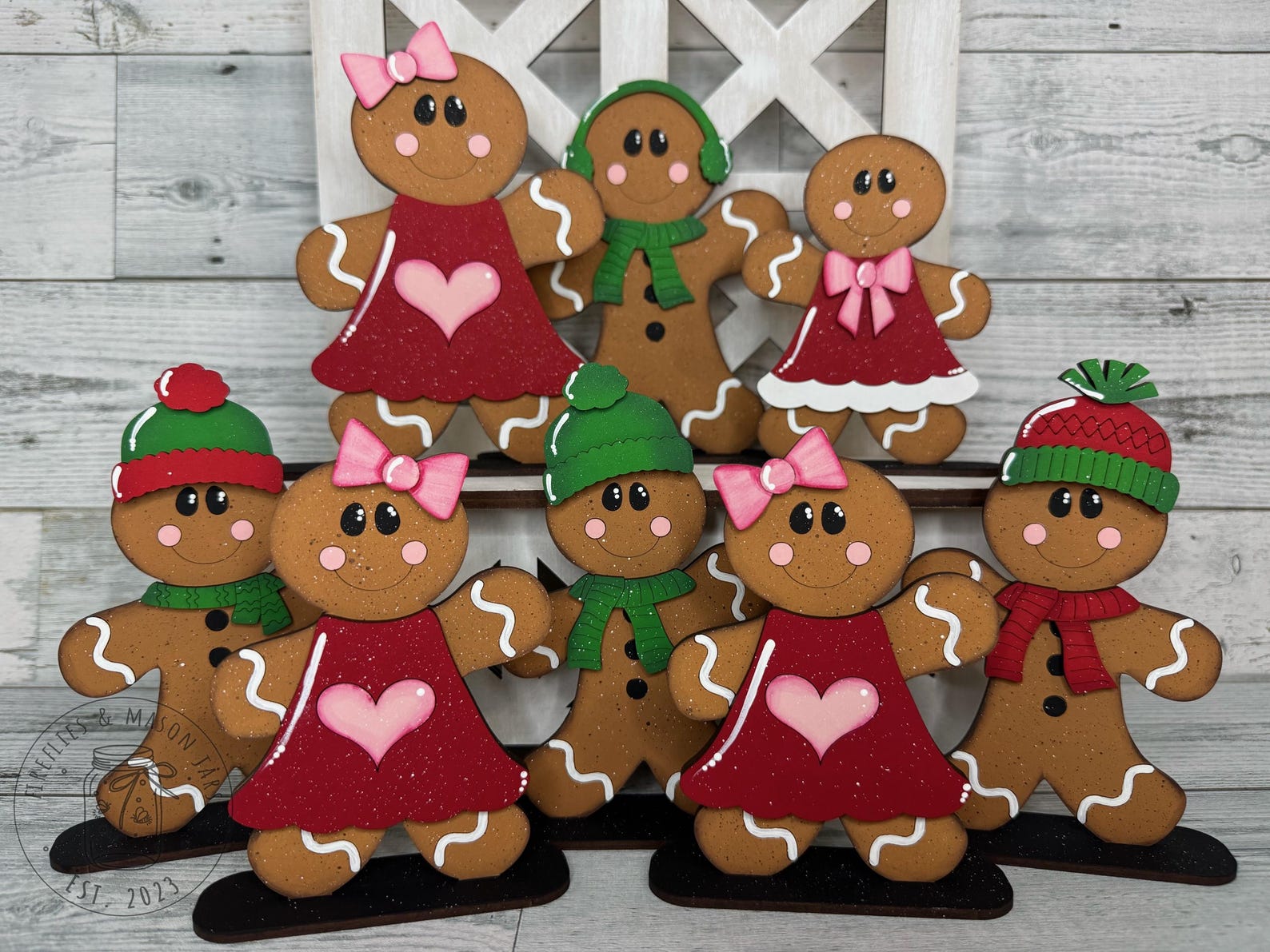 Gingerbread Standing Family, Custom Winter Tabletop Decor, Christmas ...