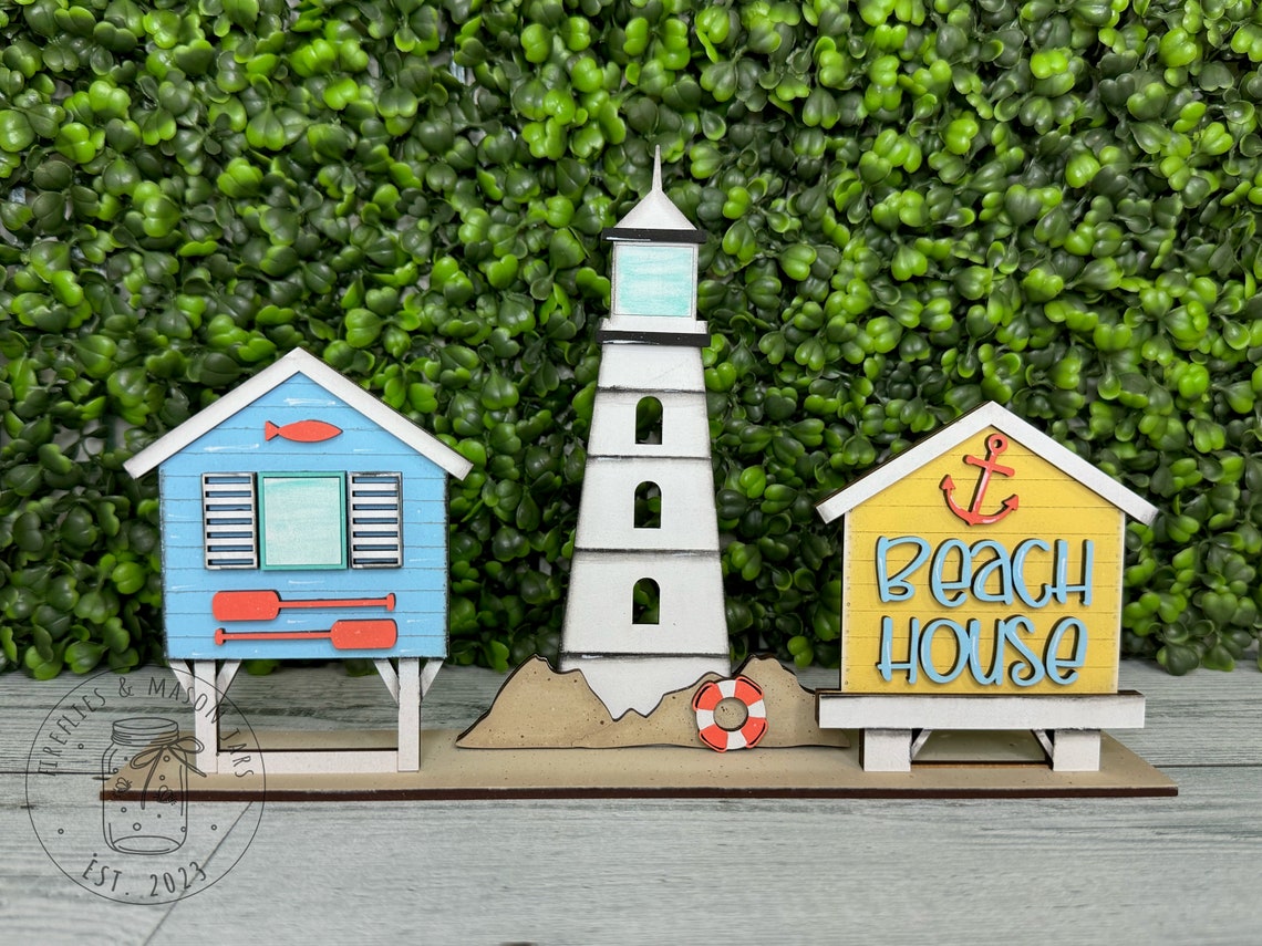 Vibrant Beach House Village Tabletop Decor | Beach House Summer Decor ...