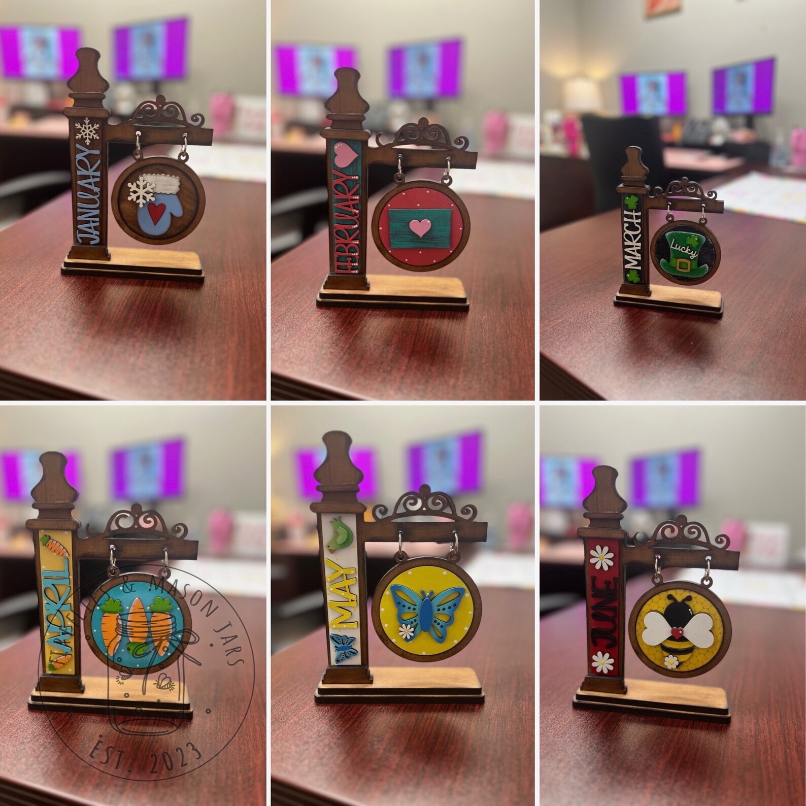 Mini Signpost With Monthly Add-on’s | 3" Seasonal Interchangeable ...